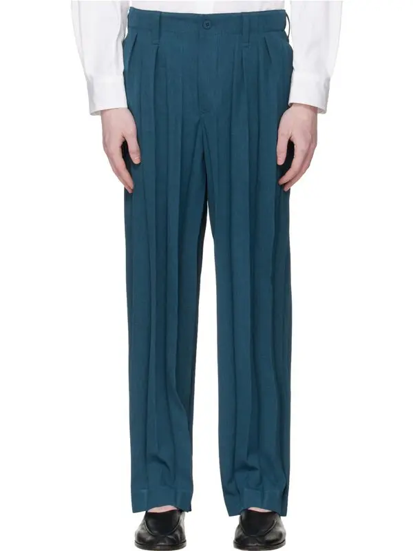 Issey Miyake Pleated Trousers - Navy Blue