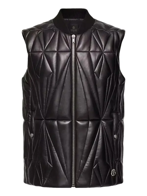 Moncler Geocamo Flight Nappa Leather Vest - Black