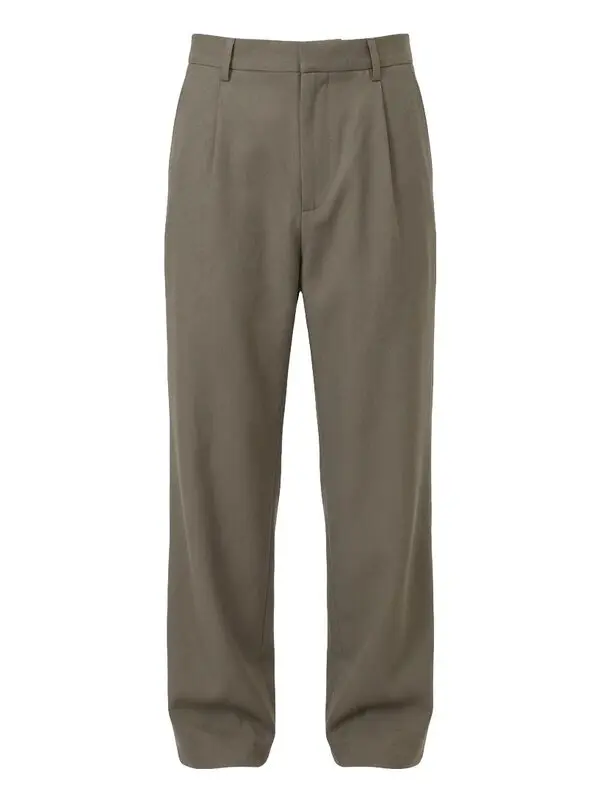 Closed Pleated Straight-leg Pants - Smoky Grey
