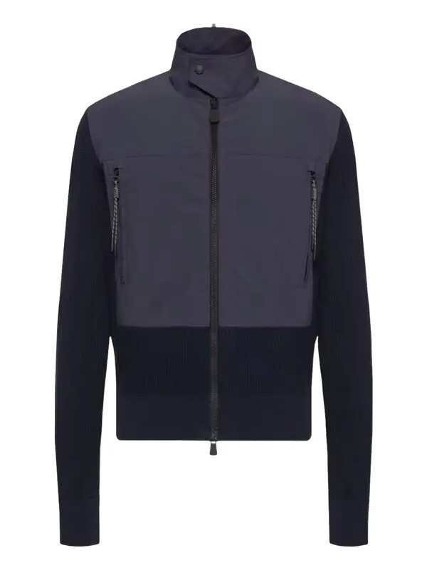 Moncler Paneled Zip-up Cardigan - Navy Blue