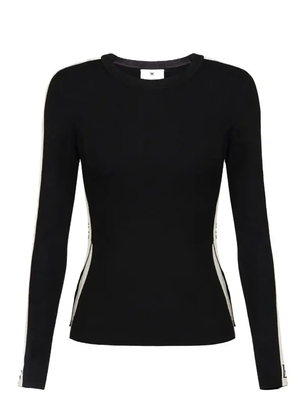 Elisabetta Franchi Striped Knit Top - Black/milk