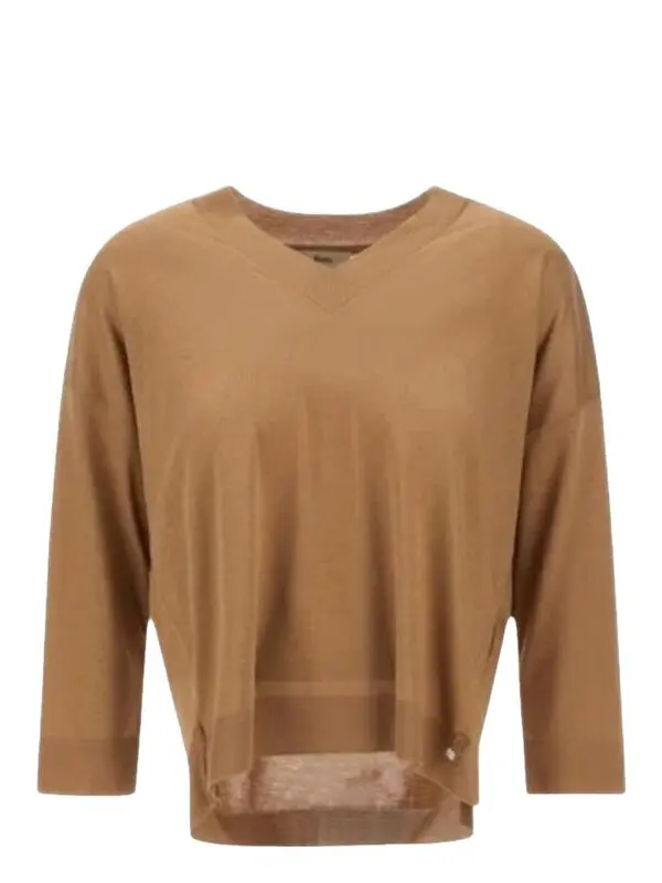 Herno V-neck Knitted Sweater - Camel