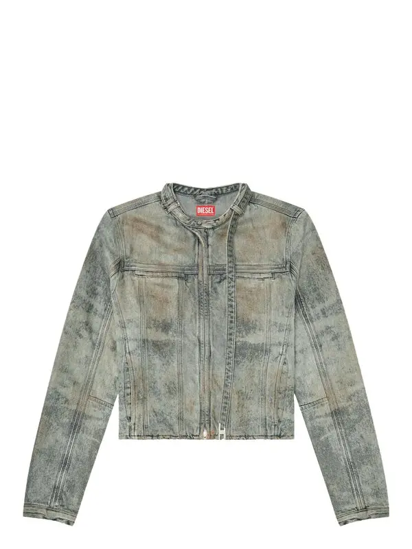 DIESEL® Slim Denim Jacket With Zip Closure - Grey
