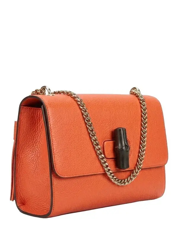 Gucci Bamboo Logo Shoulder Bag - Orange