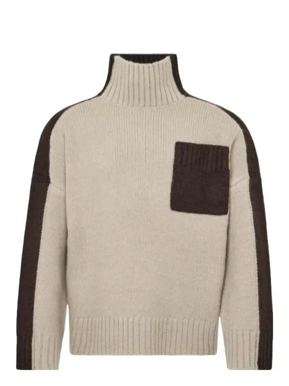 J.W.ANDERSON Panelled High-neck Sweater - Nougat/chocolate