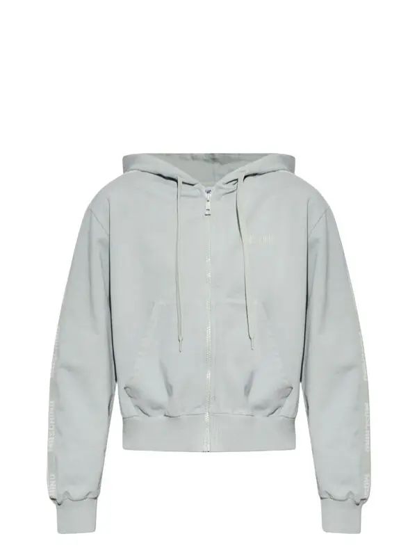 Moschino Tape Zip Hoodie Sweatshirt - White