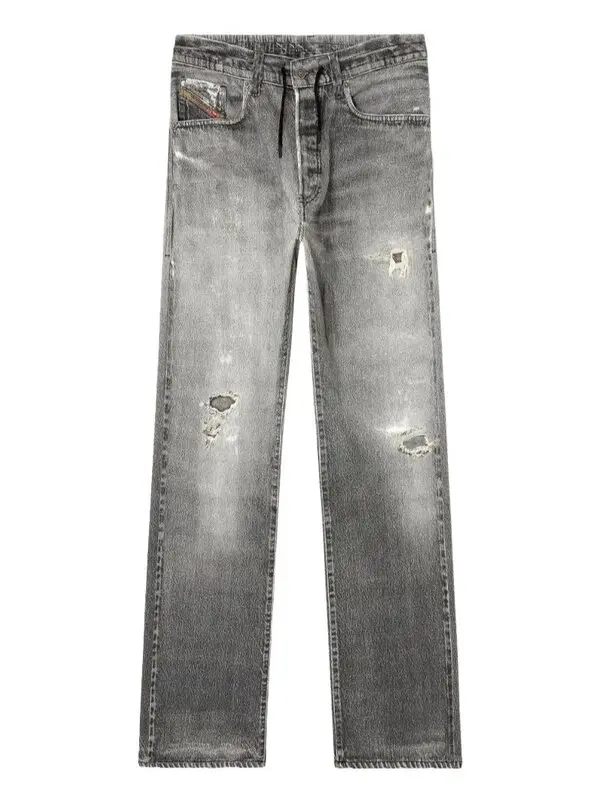 DIESEL® 2080 D-reel Relaxed Regular Waist Distressed Jeans - Grey