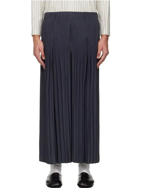 Issey Miyake Homme Plissé Pleated Knit Wide-leg Pants - Black