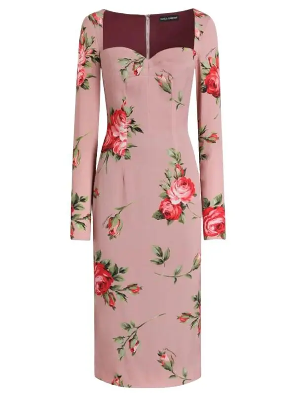 Dolce & Gabbana Rose Bouquet-printed Sheath Dress - Multi-color