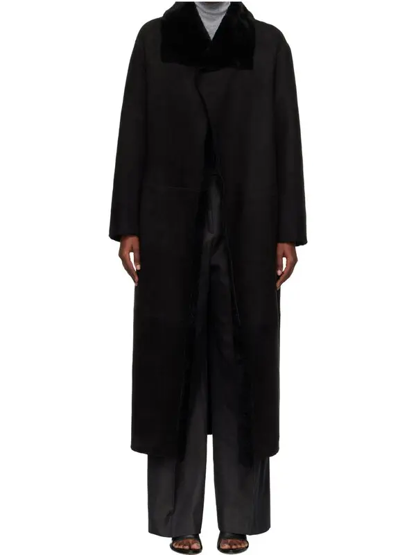 Nour Hammour Shearling Coat - Black