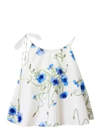 Stella McCartney Embroidered Cornflower Frill Top - Cornflower Printing