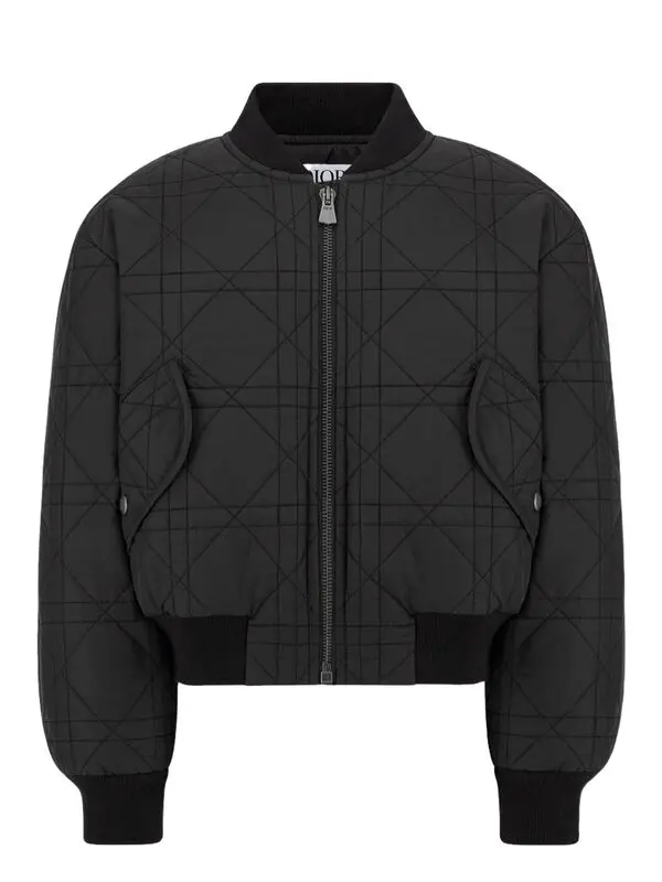 Dior Quilted Bomber Jacket With Logo Snaps - Black