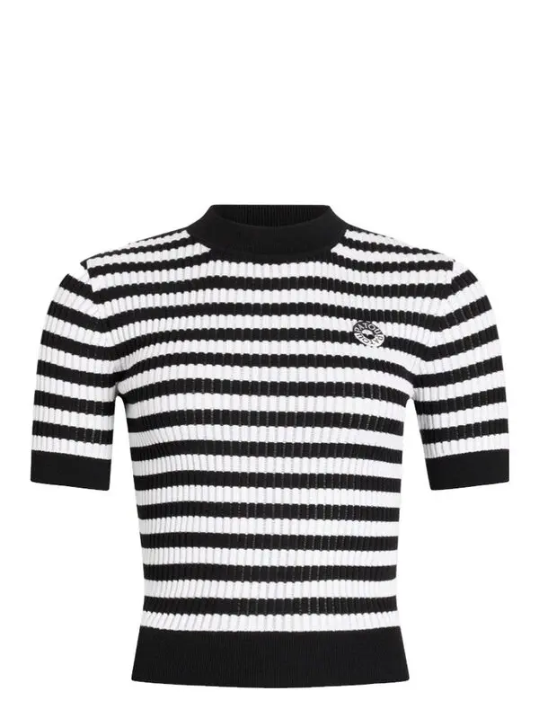 PATOU Striped Ribbed Knit Sweater - Black