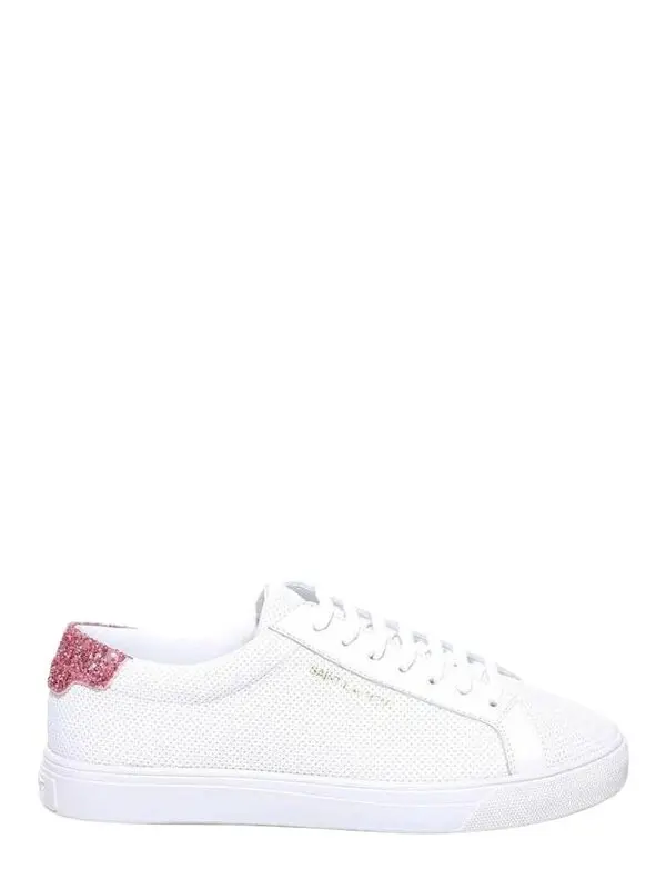 Saint Laurent Low-top Sneakers With Crystal Embellished Heel - White