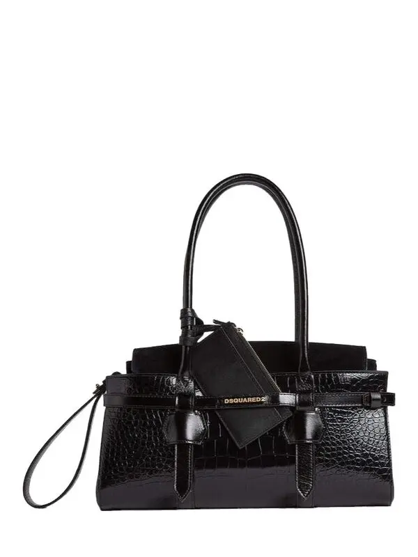 Dsquared2 Logo Stamp Twin Shoulder Bag - Black