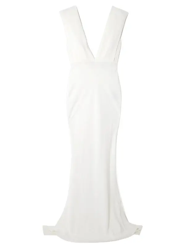 16Arlington Wrap-style Crepe Gown - White