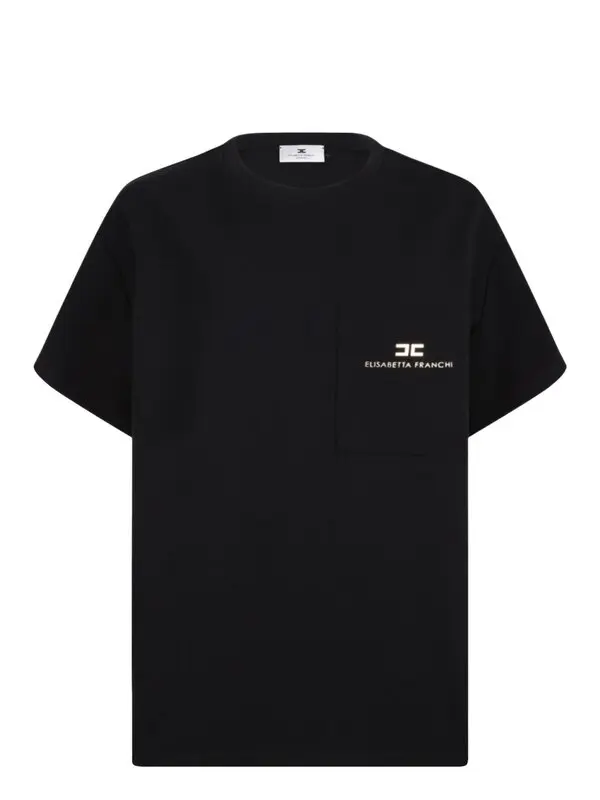 Elisabetta Franchi Logo Plaque Pocket Top - Black