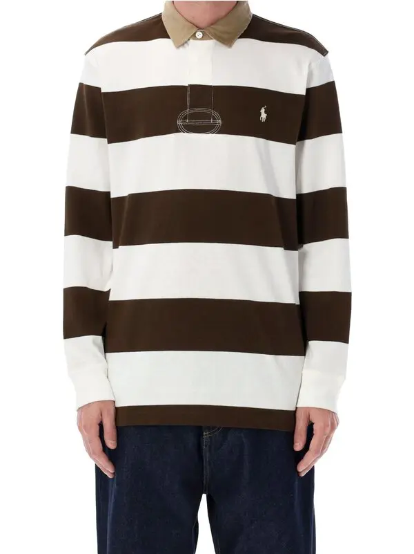 Polo Ralph Lauren Logo Embroidered Striped Polo Shirt - Black