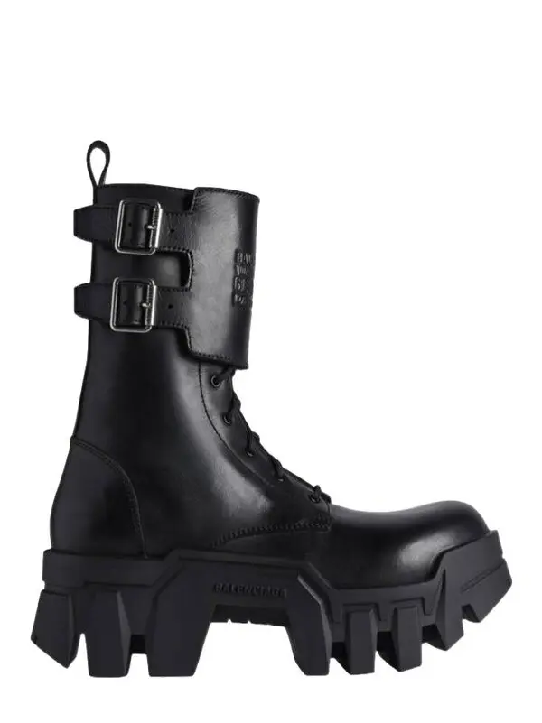 Balenciaga Bulldozer Combat Lace-up Platform Boots - Black