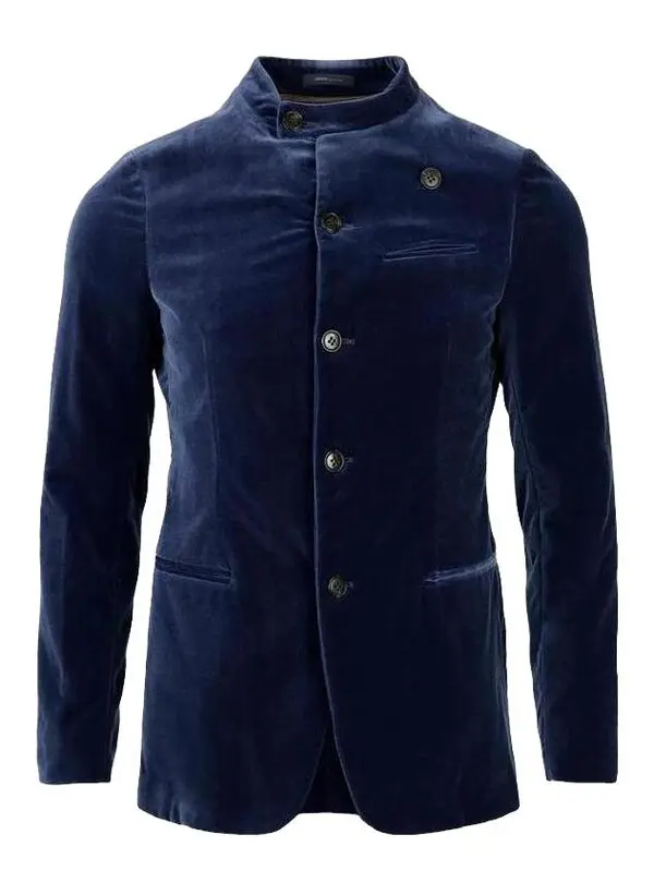 Emporio Armani Velvet Stand Collar Jacket - Black