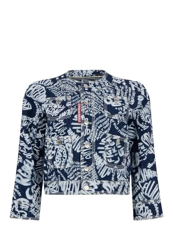 Dsquared2 All-over Print Denim Jacket - Blue