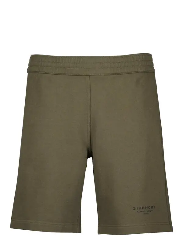 Givenchy Bermuda Shorts In Fleece With Stamp Print - Khaki