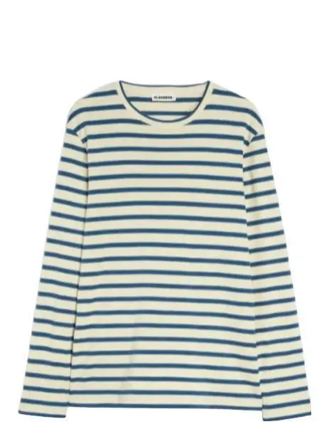 JIL SANDER Striped Crew-neck T-shirt - Cornsilk