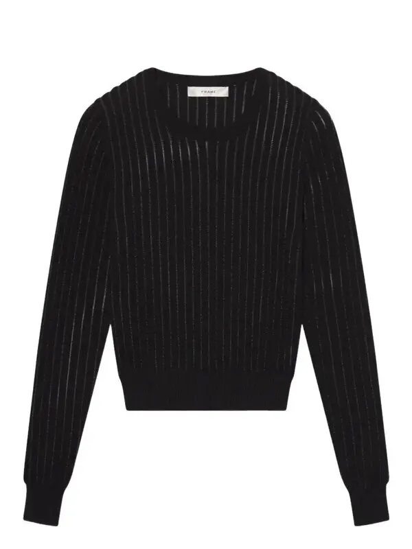 FRAME Sheer Ribbed Knitted Sweater - Black