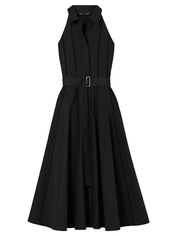 Proenza Schouler Cotton-blend Poplin Shirt Dress With Crochet Trim - Black