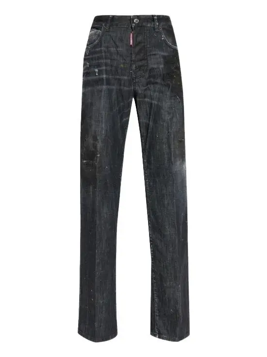 Dsquared2 San Diego Straight-leg Distressed Jeans - Black