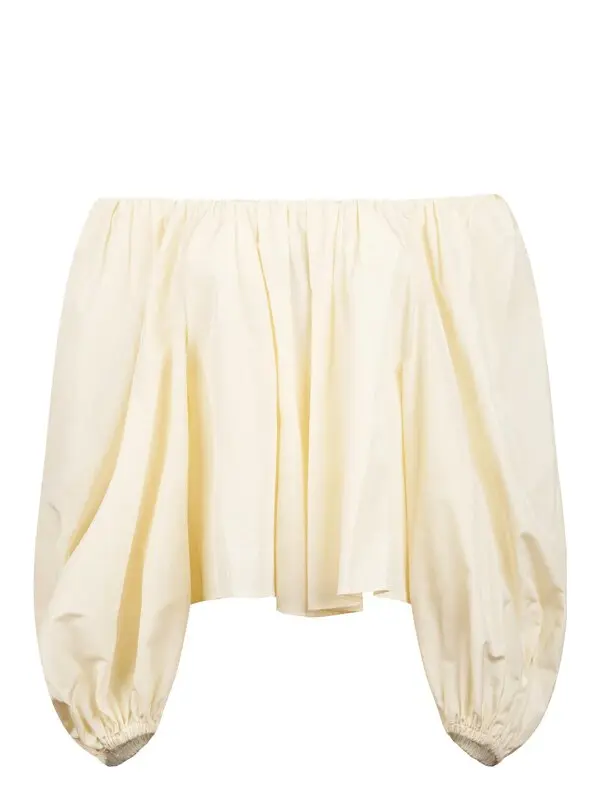 FORTE_FORTE Off-the-shoulder Pleated Blouse - Ivory