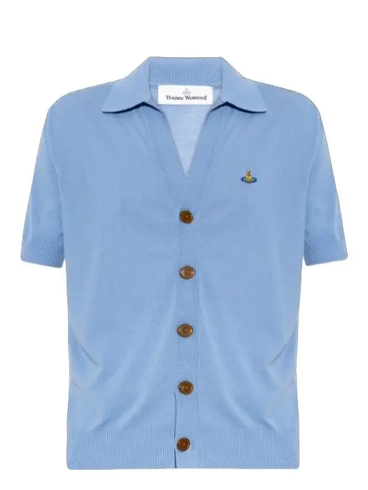 VIVIENNE WESTWOOD Buttoned Short-sleeve Knitted Sweater - Blue