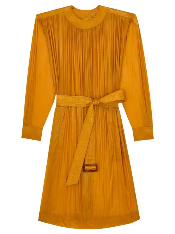 Saint Laurent Button-back Belted Midi Dress - Mustard