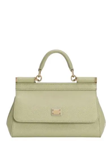 Dolce & Gabbana Small Sicily Handbag With Logo Plaque - Nude