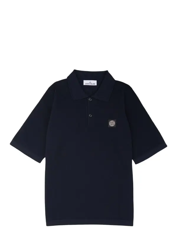 Stone Island Logo Patch Short-sleeve Polo Shirt - Navy