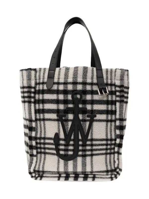 J.W.ANDERSON Jw Anderson Checkered Logo Patch Tote Bag - Black