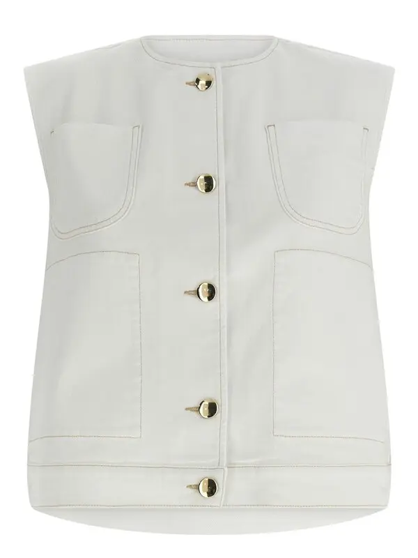 Fabiana Filippi Denim Knit Buttoned Jacket - White