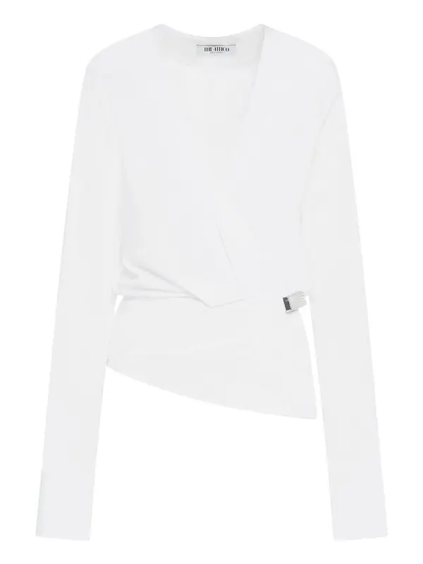 Attico V-neck Asymmetrical Hem Blouse - White