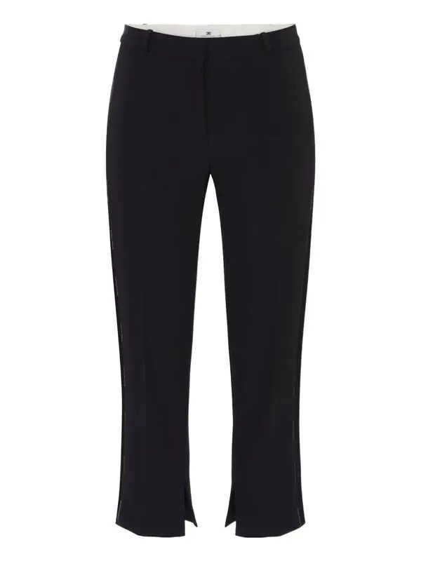 Elisabetta Franchi Lightweight Crêpe Trousers With Tuxedo-inspired Detailing - Black