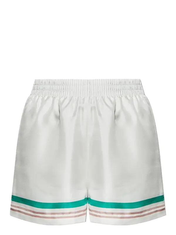 Casablanca Elasticated Waist Shorts With Graphic Detailing - White
