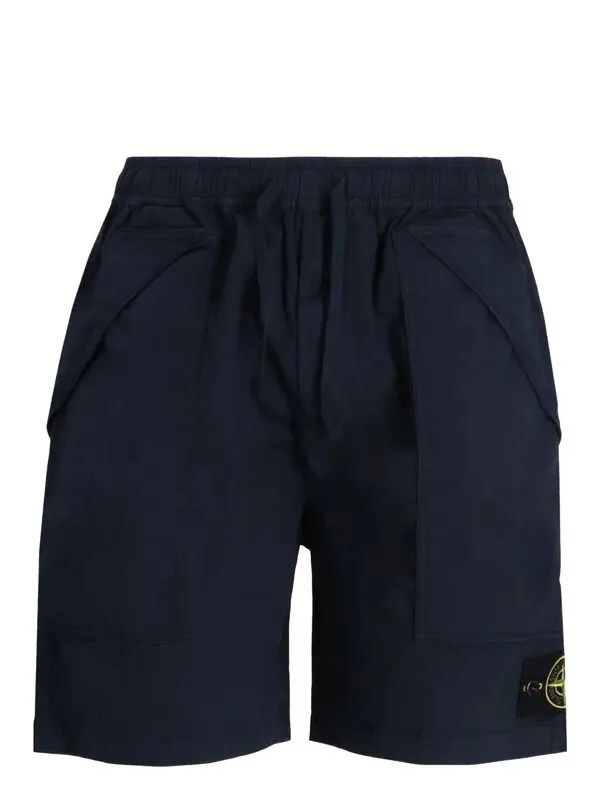 Stone Island Drawstring Logo-patch Cargo Shorts - Blue