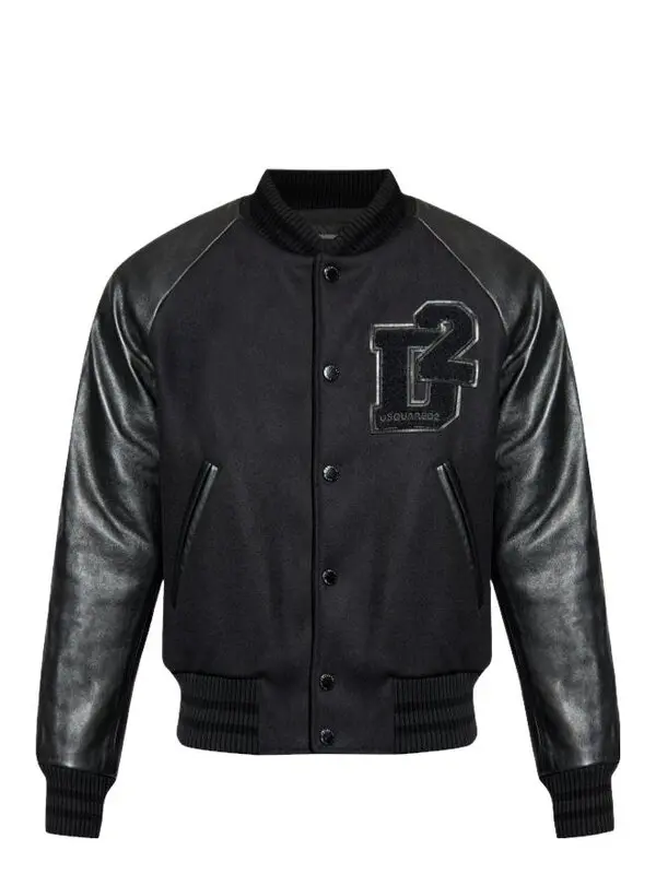 Dsquared2 Logo Patch Bomber Jacket - Black