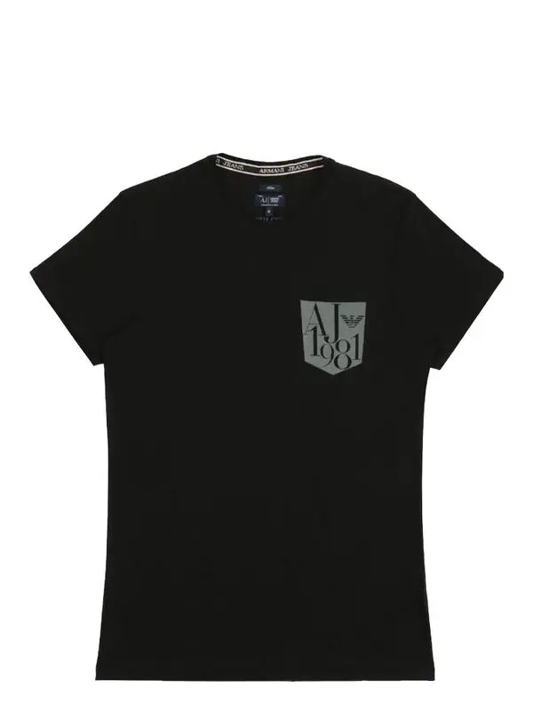Emporio Armani Round-necked Logo T-shirt - Black