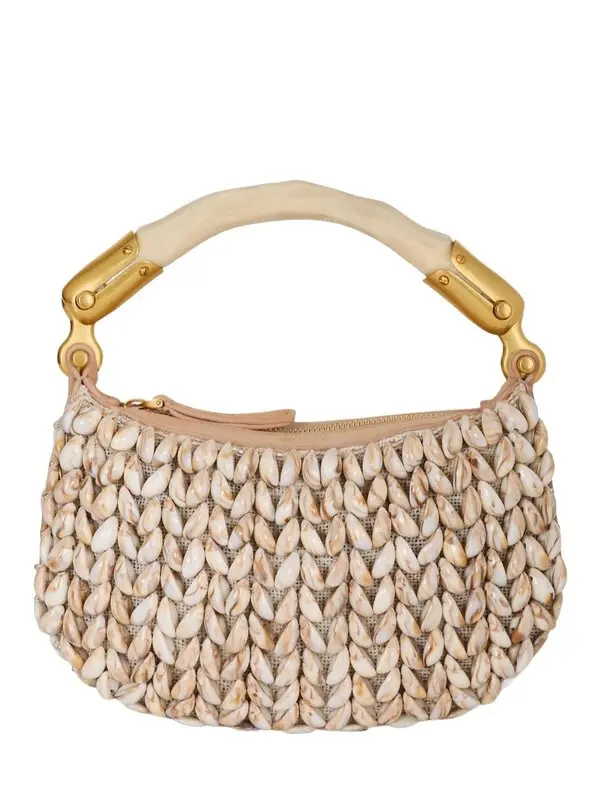 Balmain Suede And Shell Mini Bag - Beige