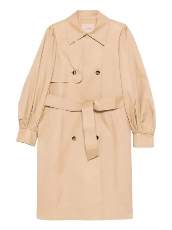 TWINSET Double-breasted Belted Coat - Nude