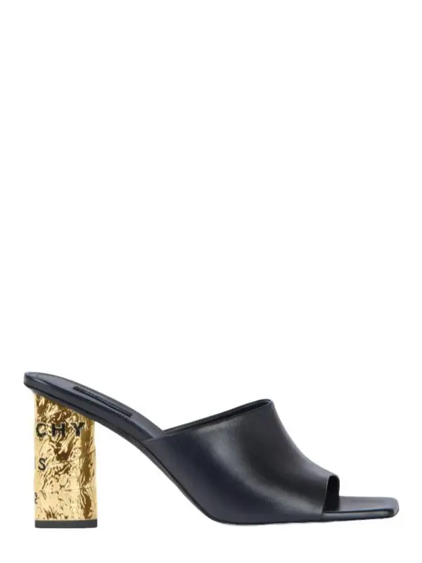 Givenchy Tape Heeled Mules With Gold Metal Heel - Black