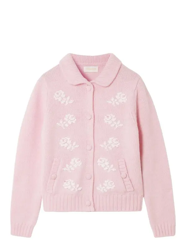 SHUSHU/TONG Bead-embellished Wool Cardigan - Pink