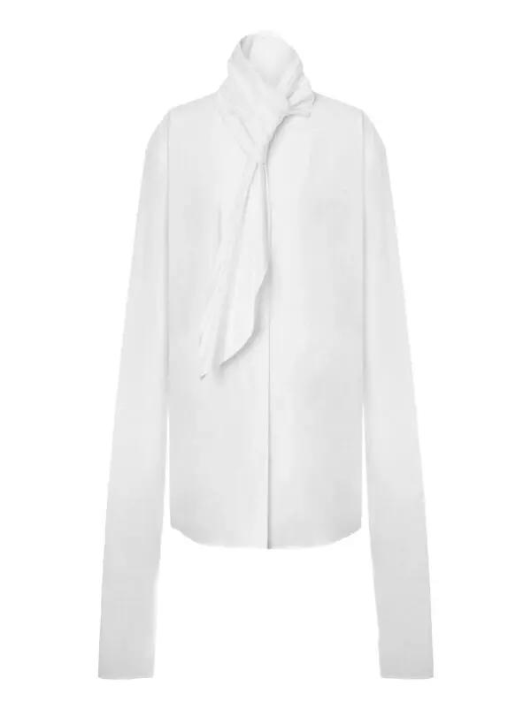 Alberta Ferretti Long-sleeved Shirt With Scarf Detail - White