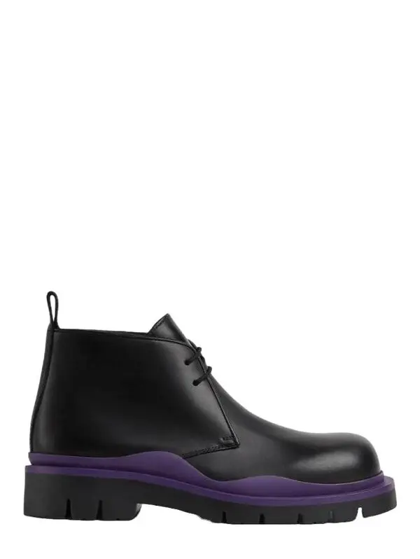 Bottega Veneta Leather Lace-up Boots With Purple Sole - Black
