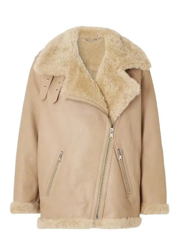 Altuzarra Shearling Biker Jacket - Nude